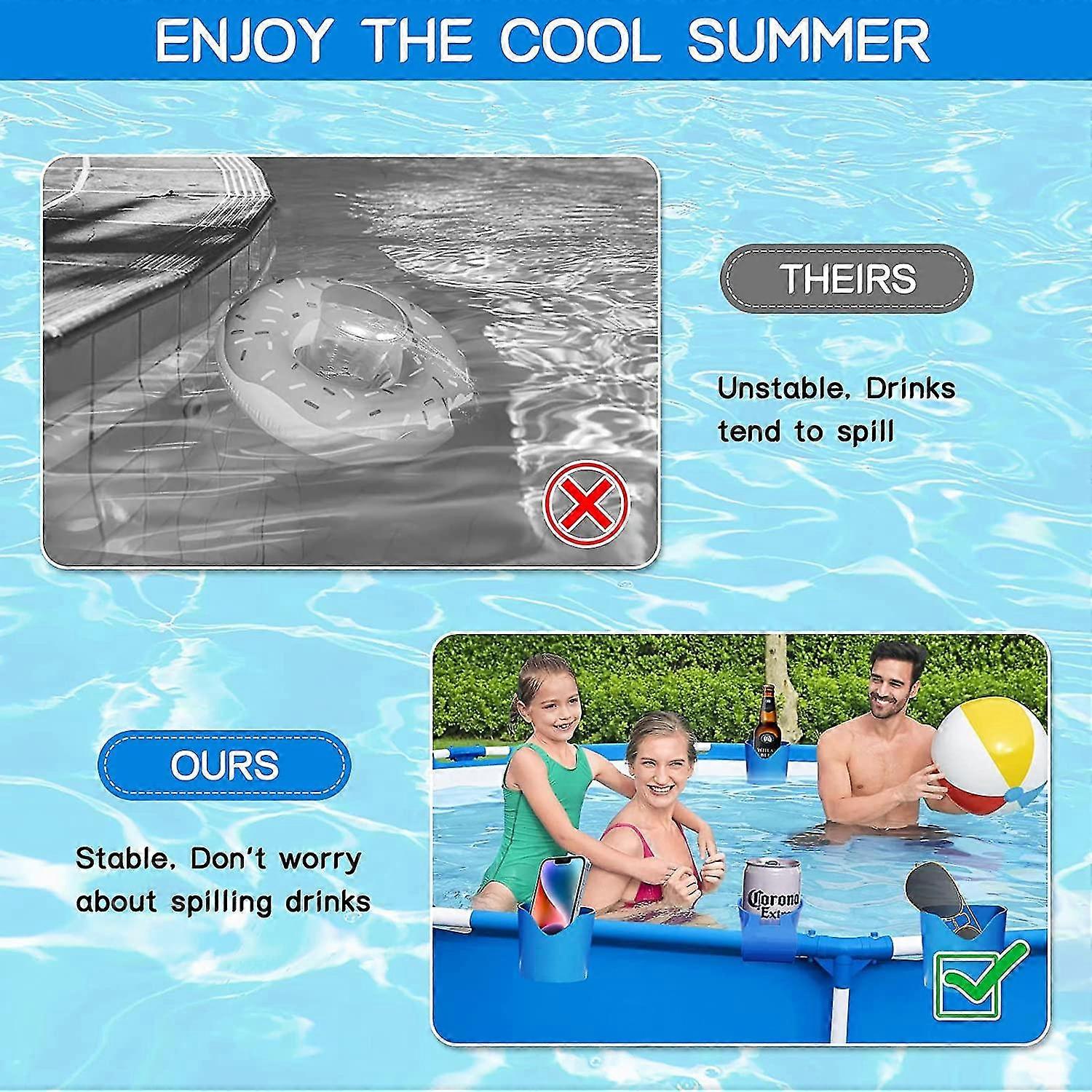 2pcs Poolside Cup Holders For Above Ground Pools, Plastic Swimming Pool ...