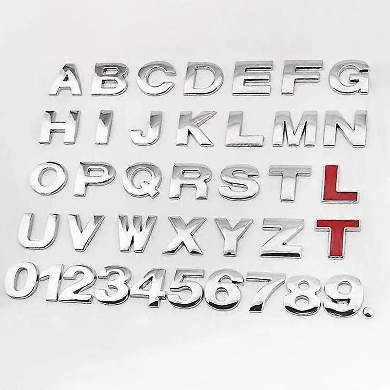 3D Metal 45mm 25mm Car Letters Alphabet Emblem Numbers Chrome Labeling ...