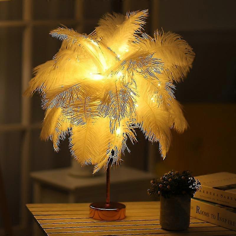 Feather Table Lamp, Feather Led Night Lamp With Remote Control For ...