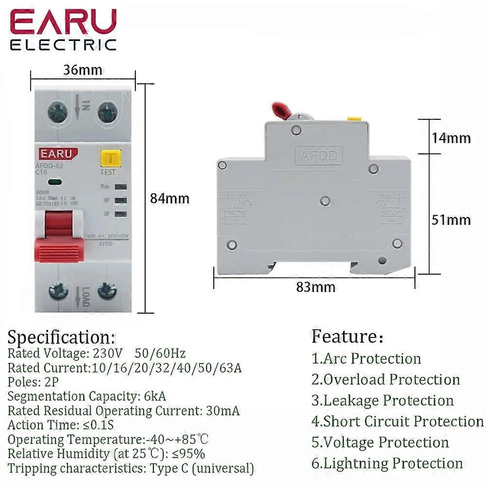 220V 2P AFDD AFCI Arc Fault Protector Dector Circuit Breaker Interrupte ...