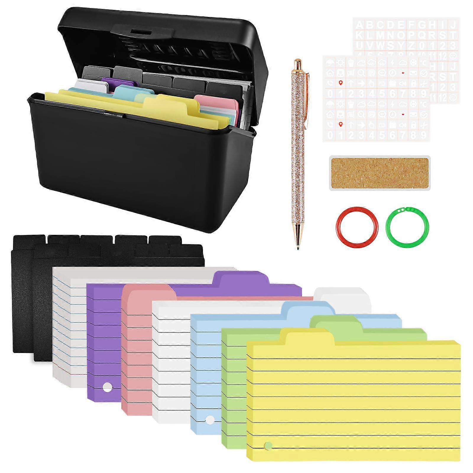 350 Index Cards Box, A7 Multifunctional Index Card Box, With 350 Index ...