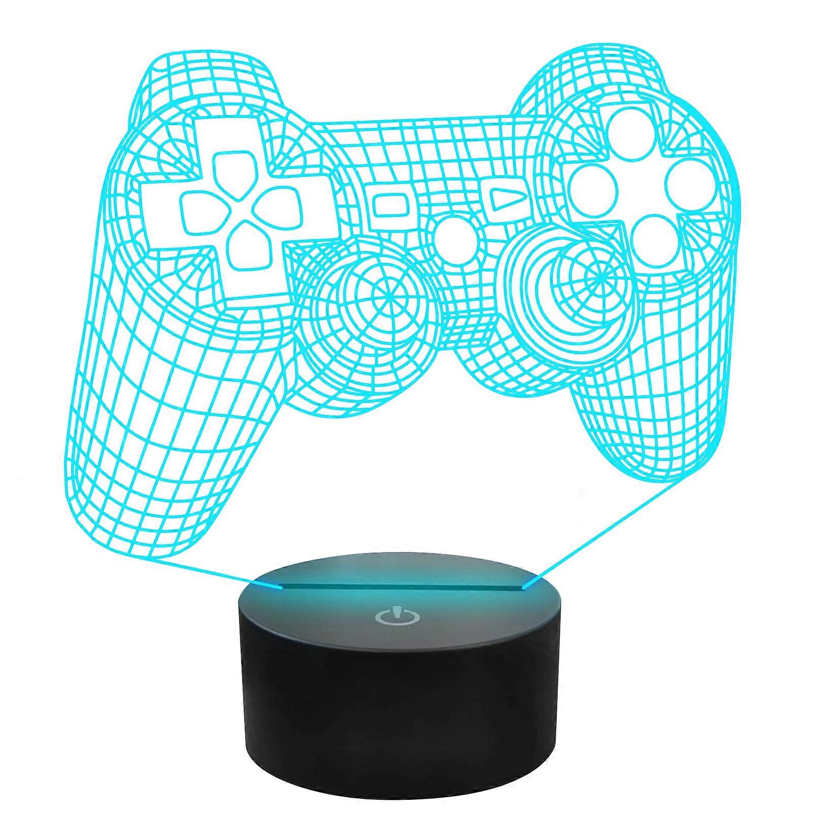 3D Gamepad Illusion Lamp, LED Hologram Game Night Light with Remote ...