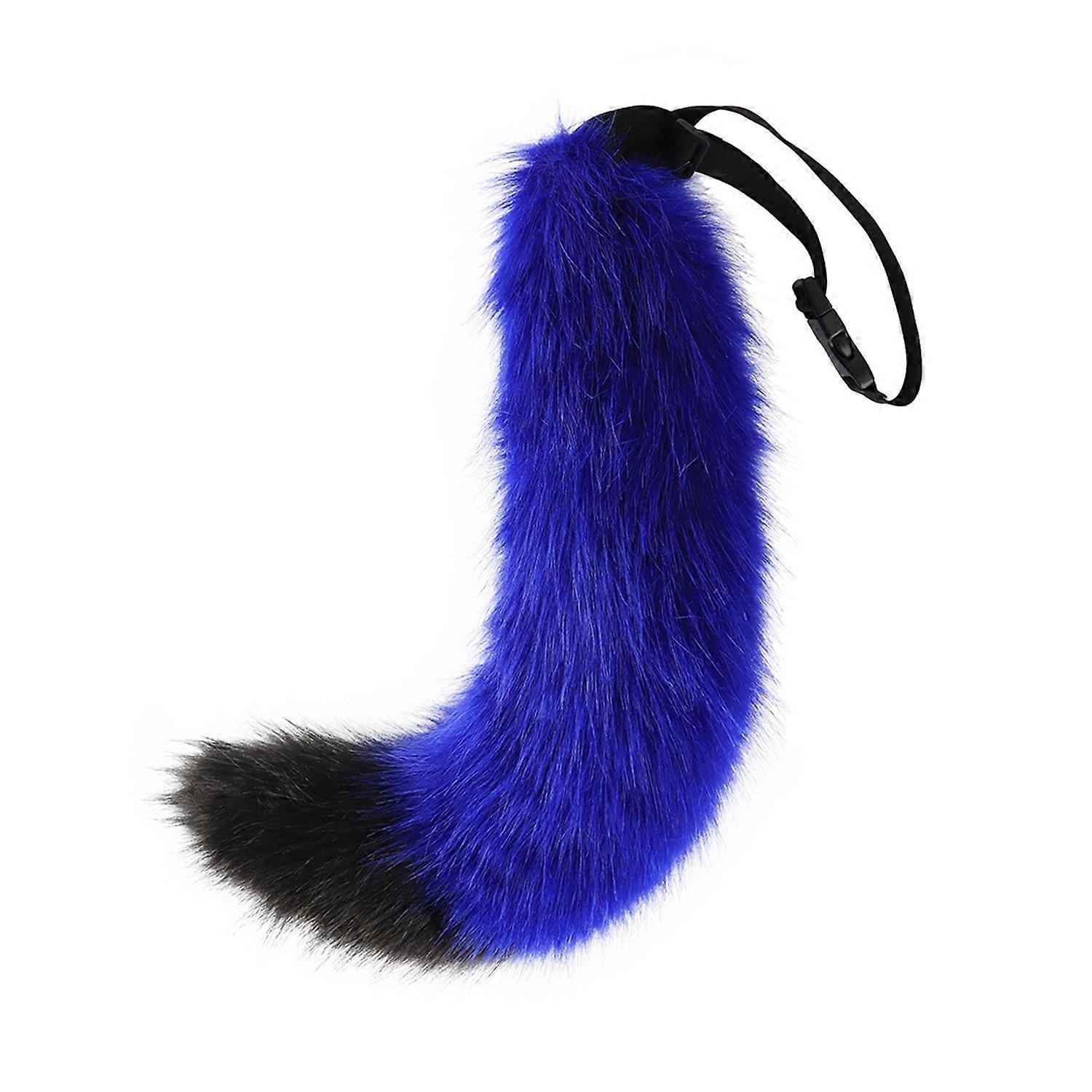 Cosplay Fake Fox Tail Soft Fuzzy Plush Banded Contrast Color Adjustable ...