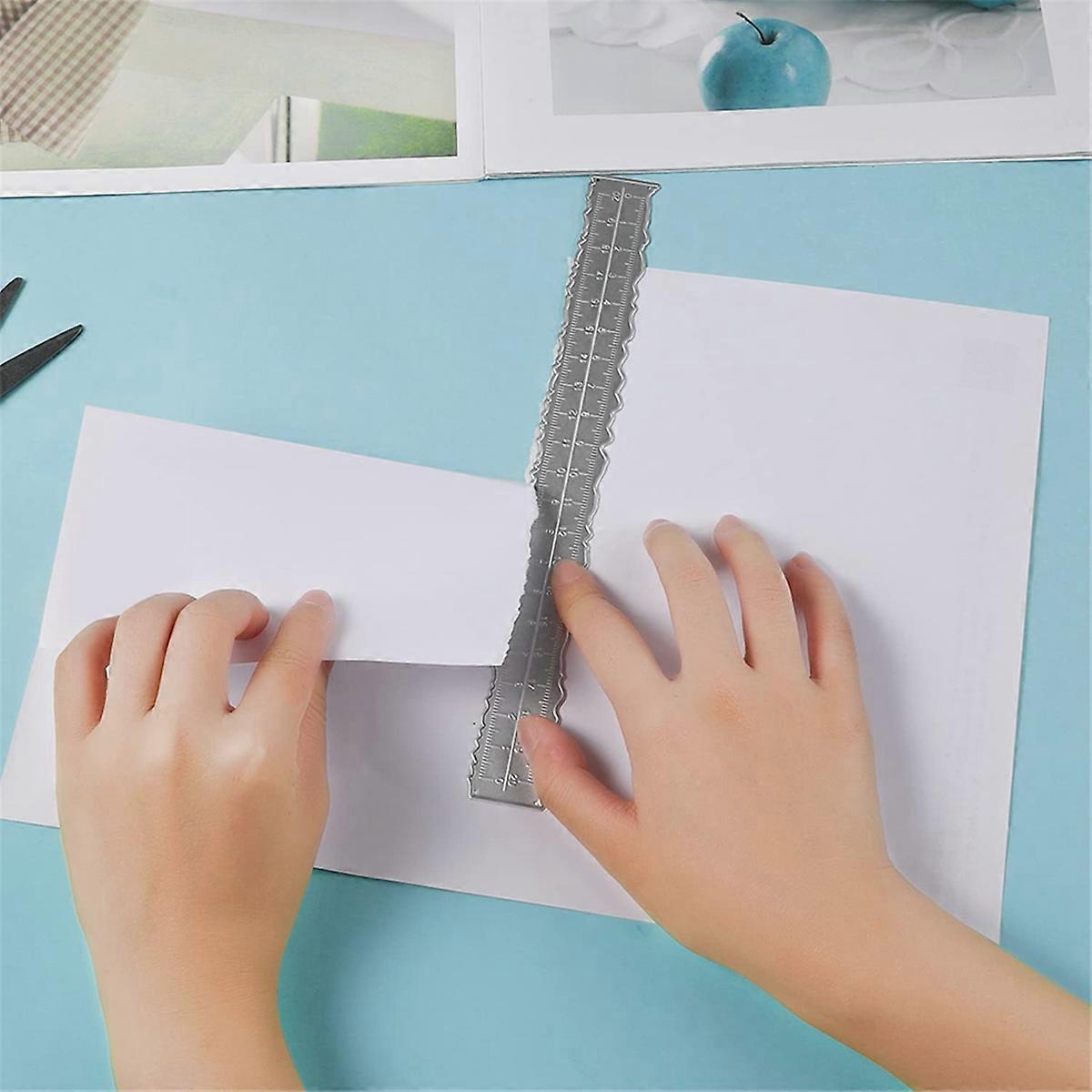 3 Styles Irregular Edge Ruler,Metal Craft Ruler Paper Tearing Ruler for ...
