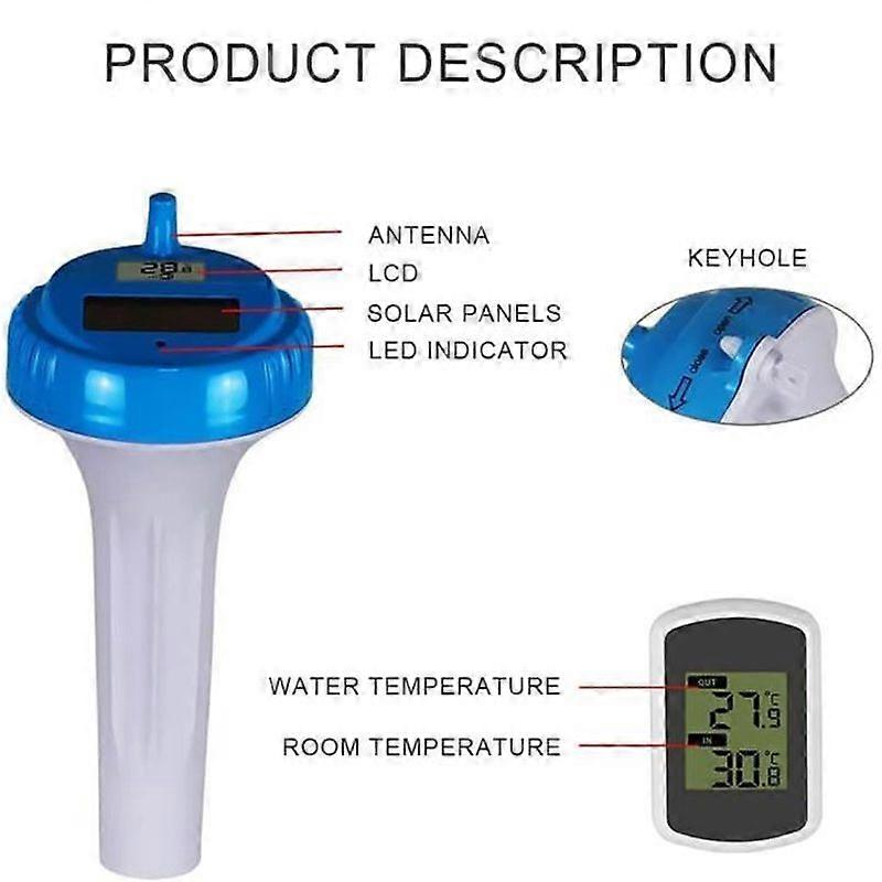 Waterproof Floating Digital Pool Thermometer Solar Wireless Water ...