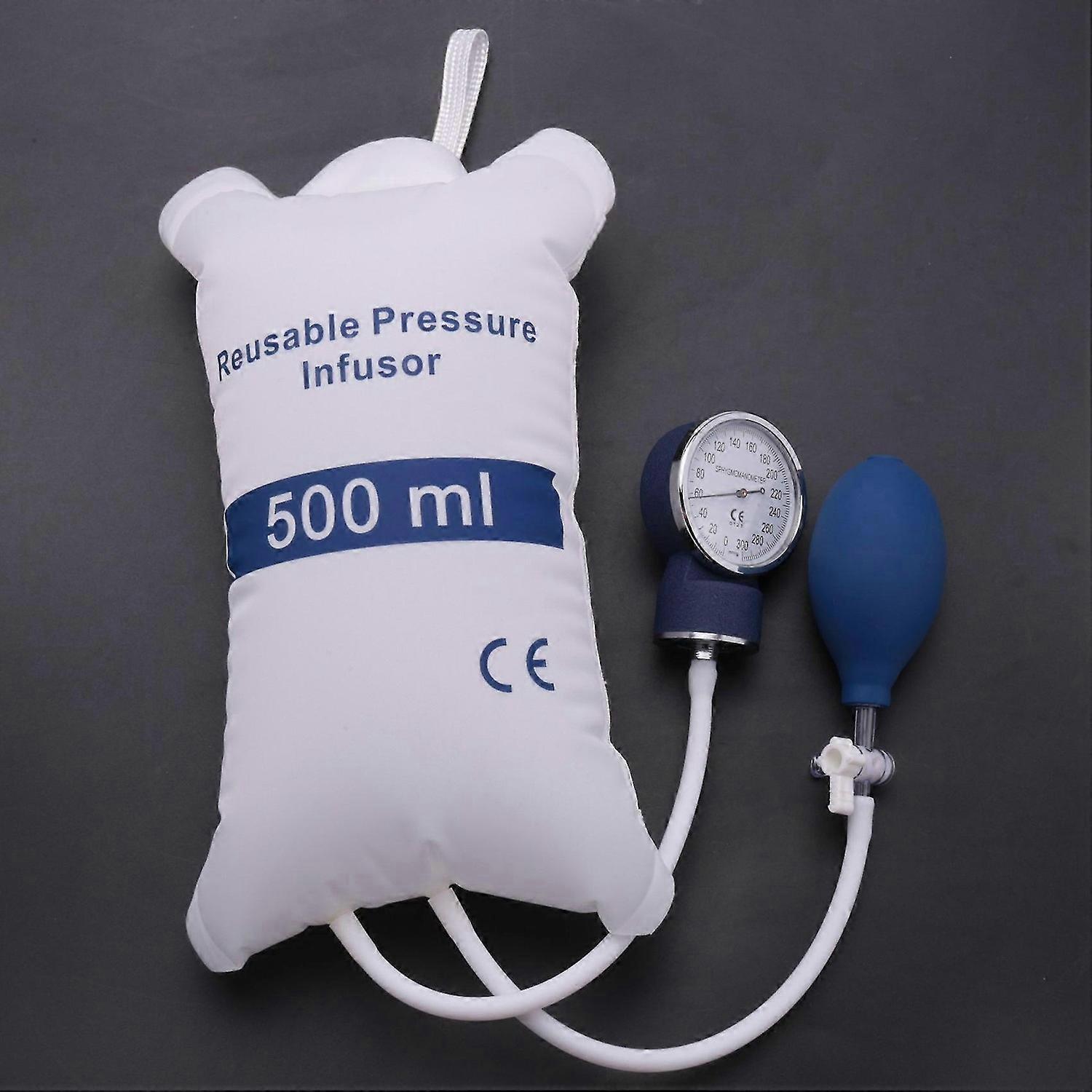 Infusion Pump Pressure Bag 500Ml with Gauge and Hand Pump Ball Reusable ...