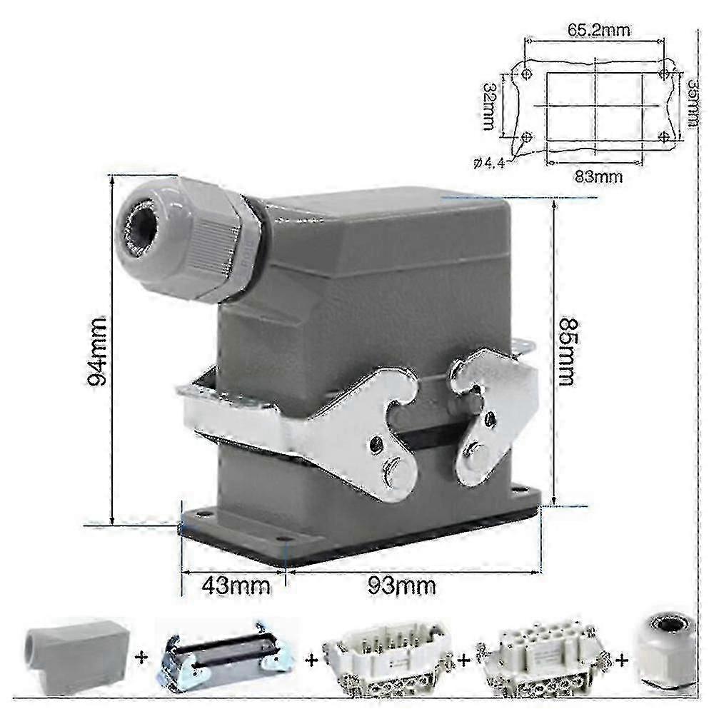 Rectangular HDC HE 10 Pin Connector 16A for Automotive Electrical ...