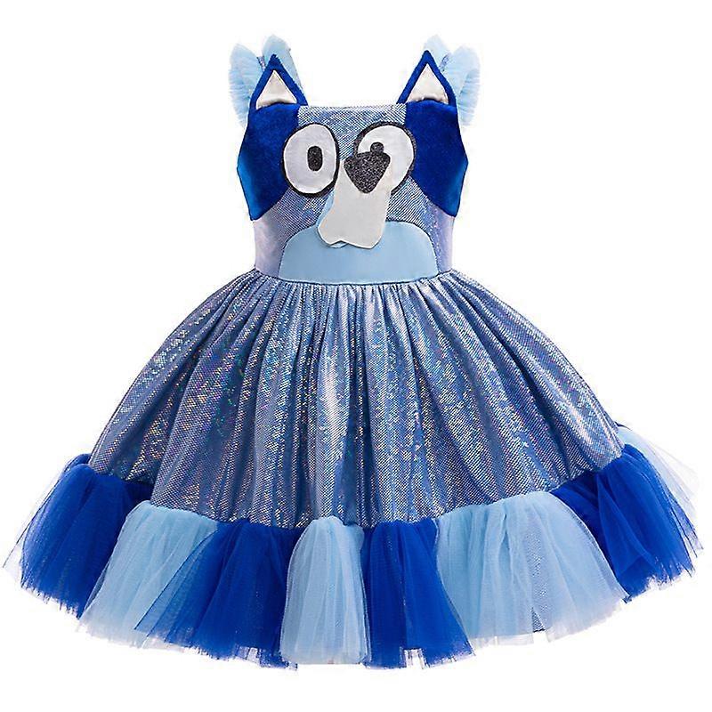 Bluey Cartoon Print Princess Dress Kids Tutu Party Gown Girls Formal ...