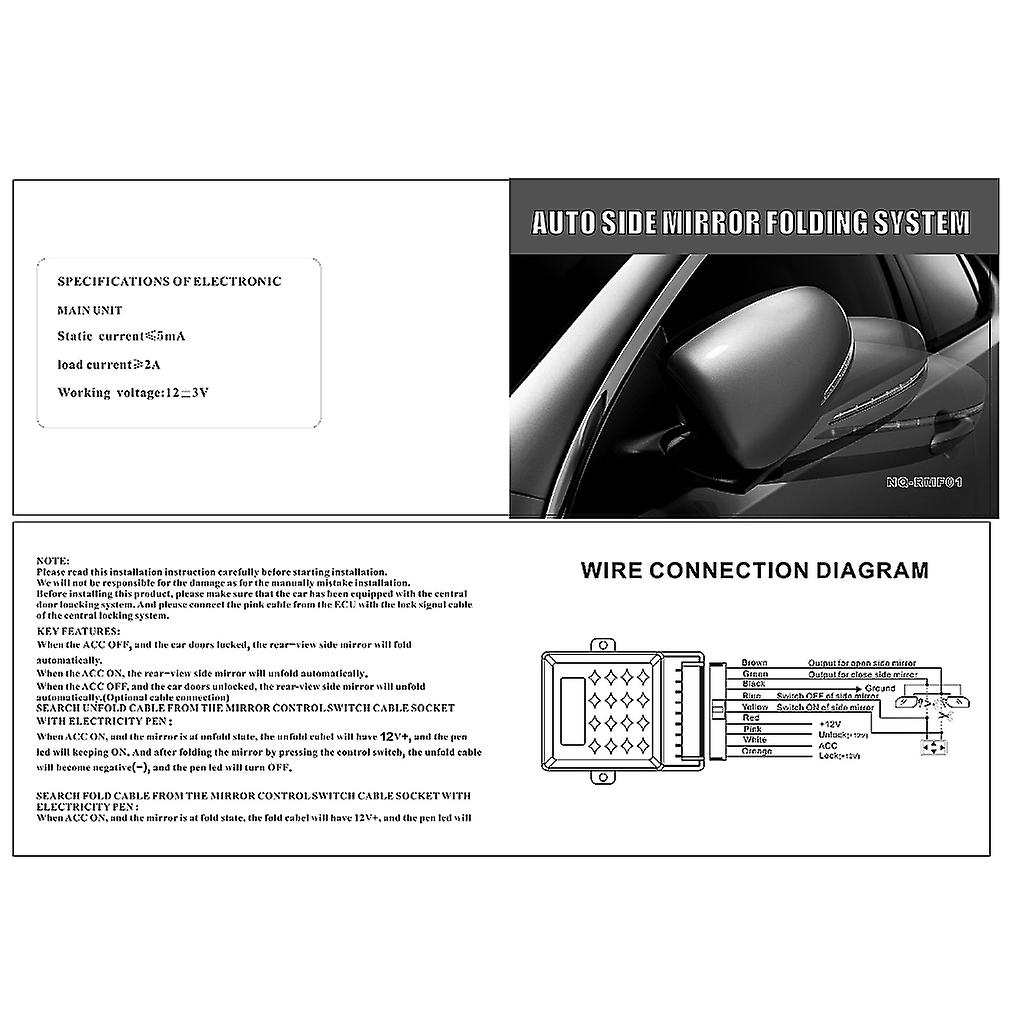 Universal Car Side Mirror Folding System Auto Side Mirror Folding Kit ...