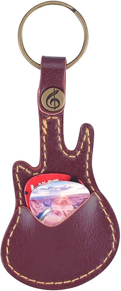 Guitar Picks Case Leather Pick Keychain Guitar Picks Holder Plectrums ...