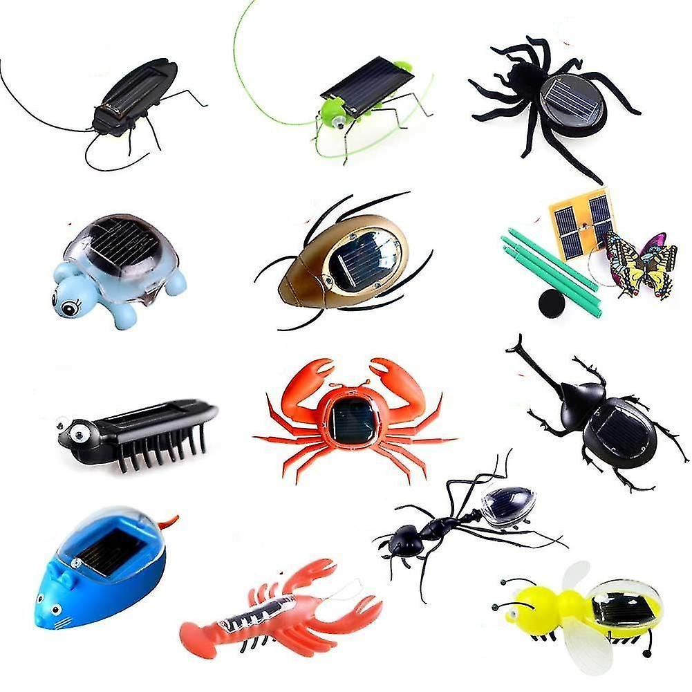 6 Plastic Solar Power Ant Cockroach Spider & Tortoise Crab Butterfly ...