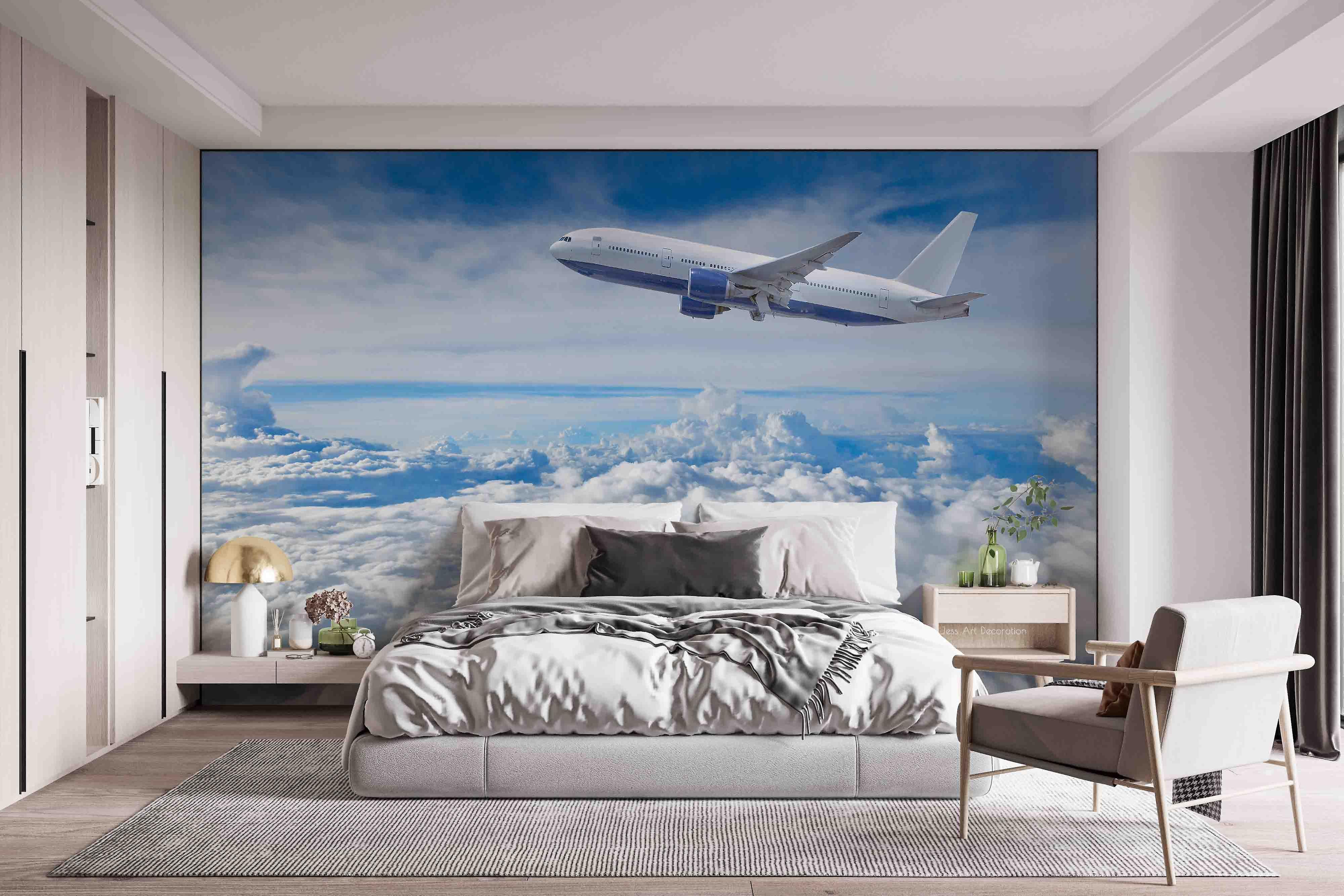 3D Aircraft Sky Clouds Wall Mural Wallpaper Gd 2583 | Fruugo ZA