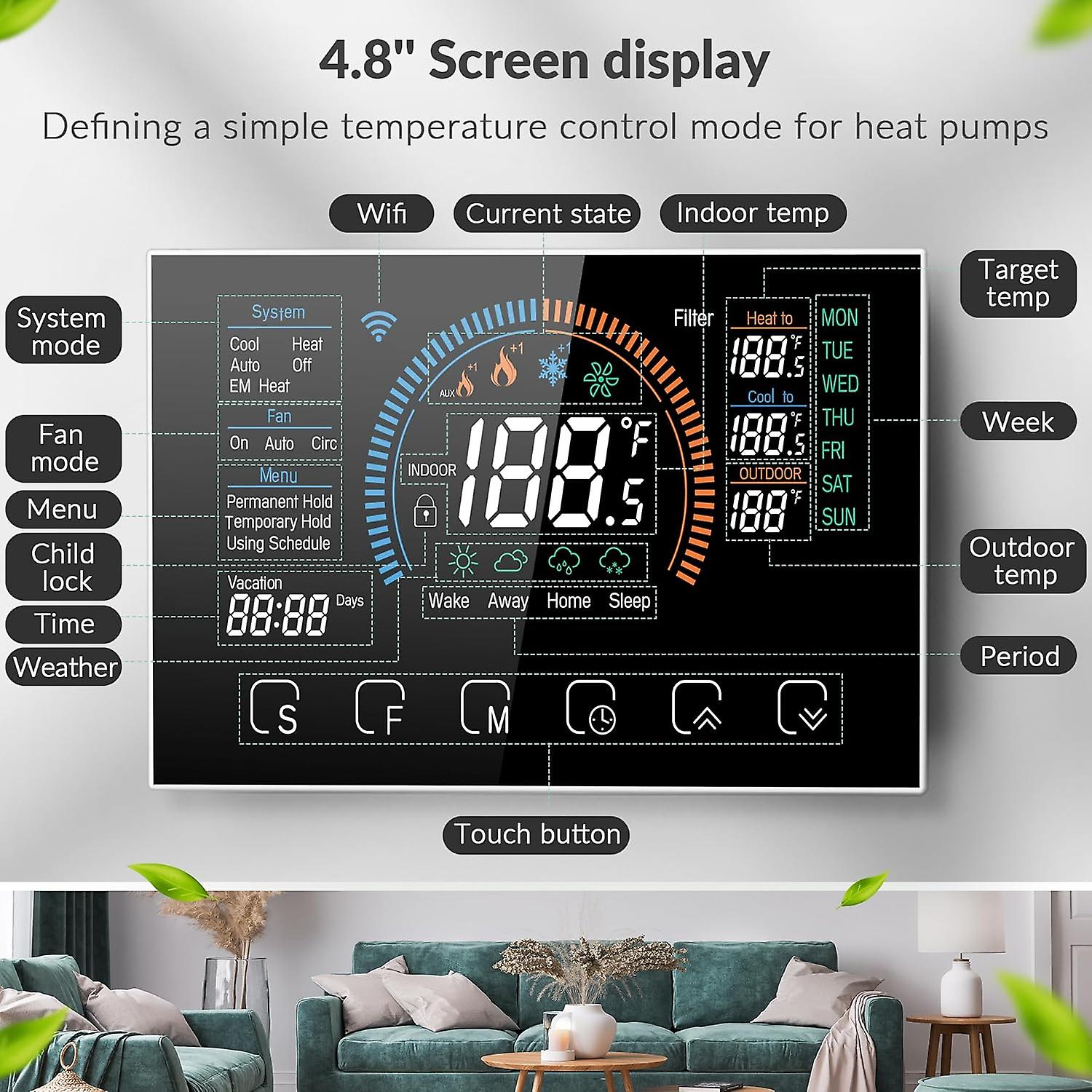 New Home Smart Thermostat Wifi Programmable Digital Thermostat Heat ...