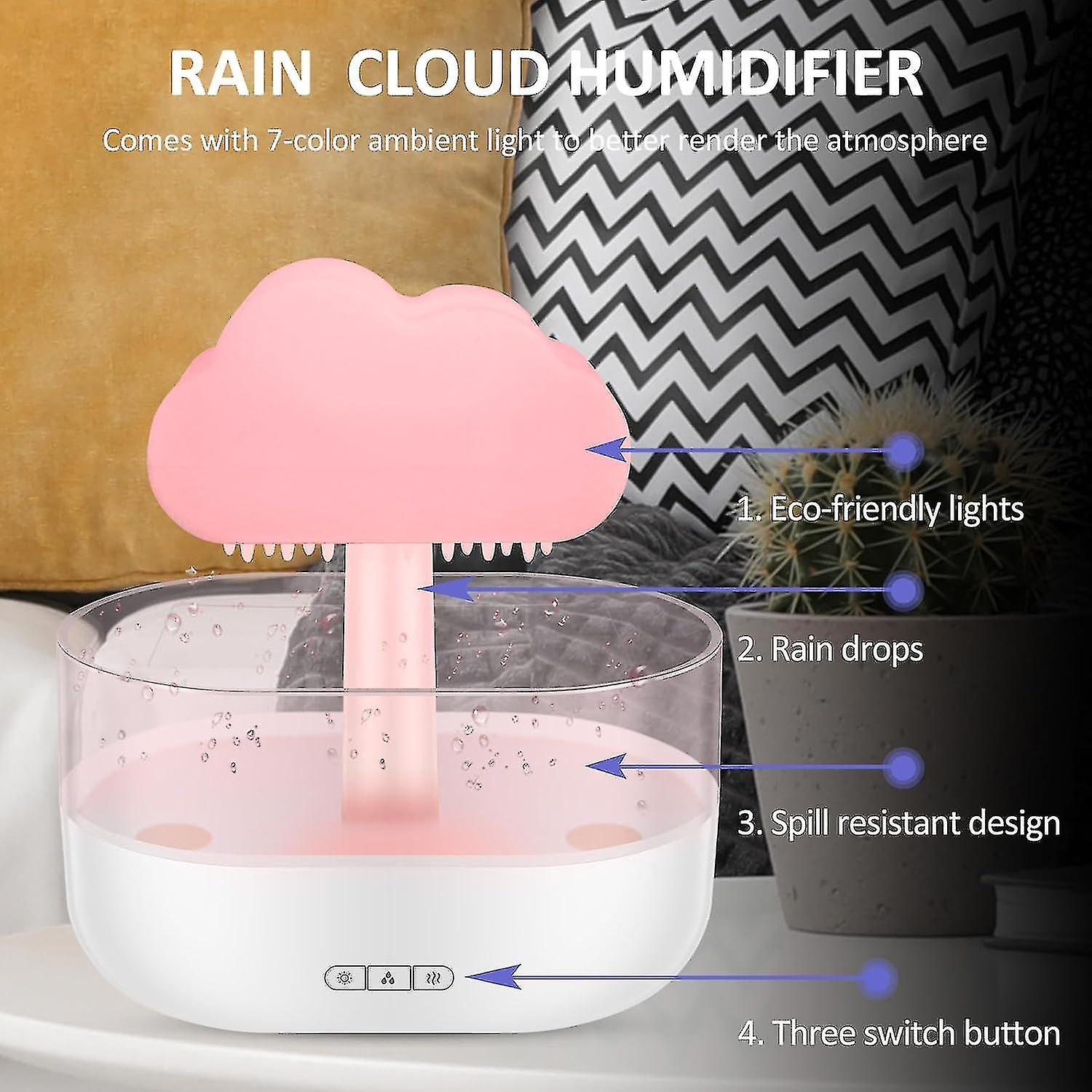 Rain Cloud Humidifier Water Drip 200ml, Led Cloud Rain Aromatherapy ...