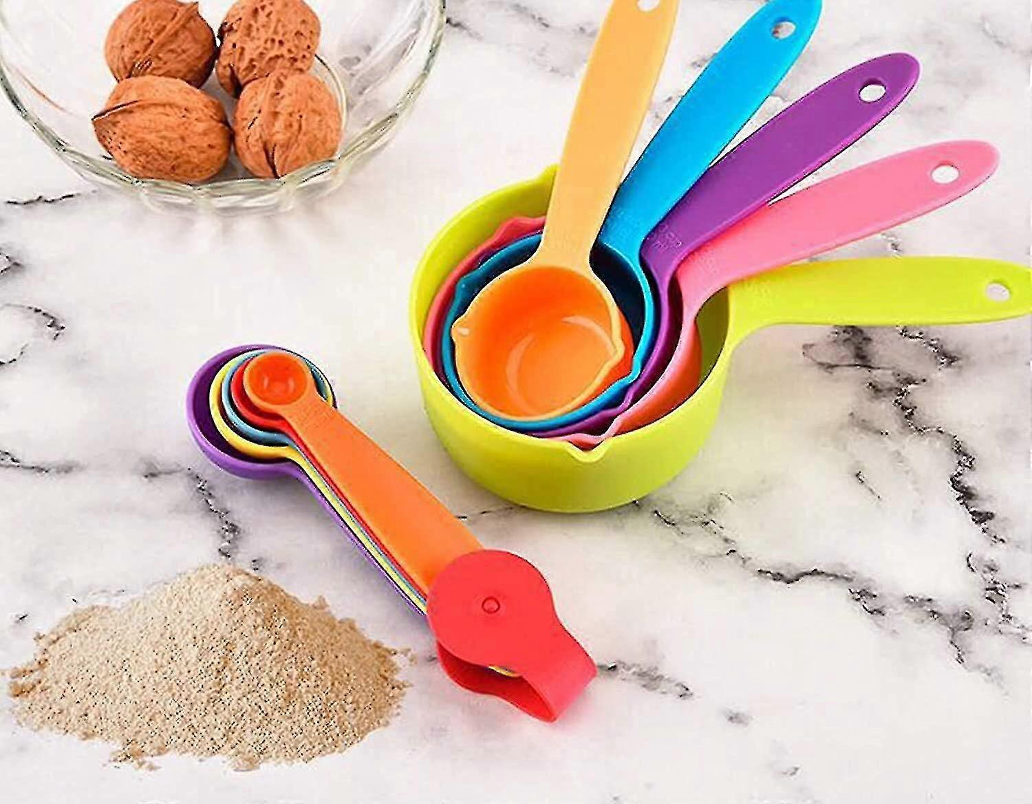 10pcs Measuring Cups And Spoons Food Graded Plastic Stackable Kitchen ...