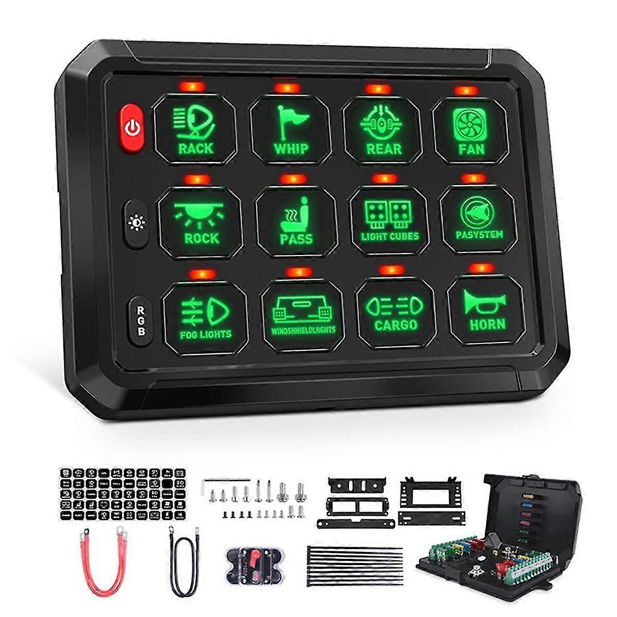 12 Gang Switch Panel Bluetooth RGB Switch Pod 12v Switch Panel for Car ...