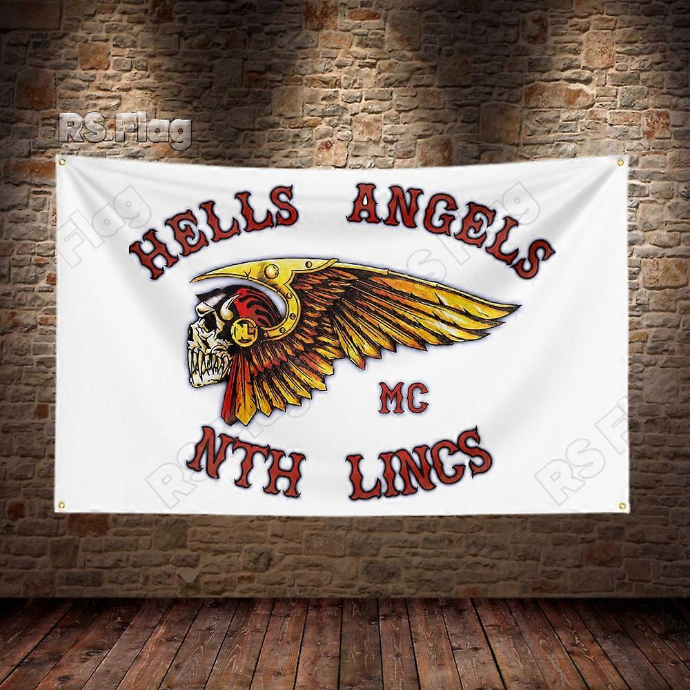3x5 Ft Hells Angels Flag Polyester Printed Motorcycle Flags for Garage ...