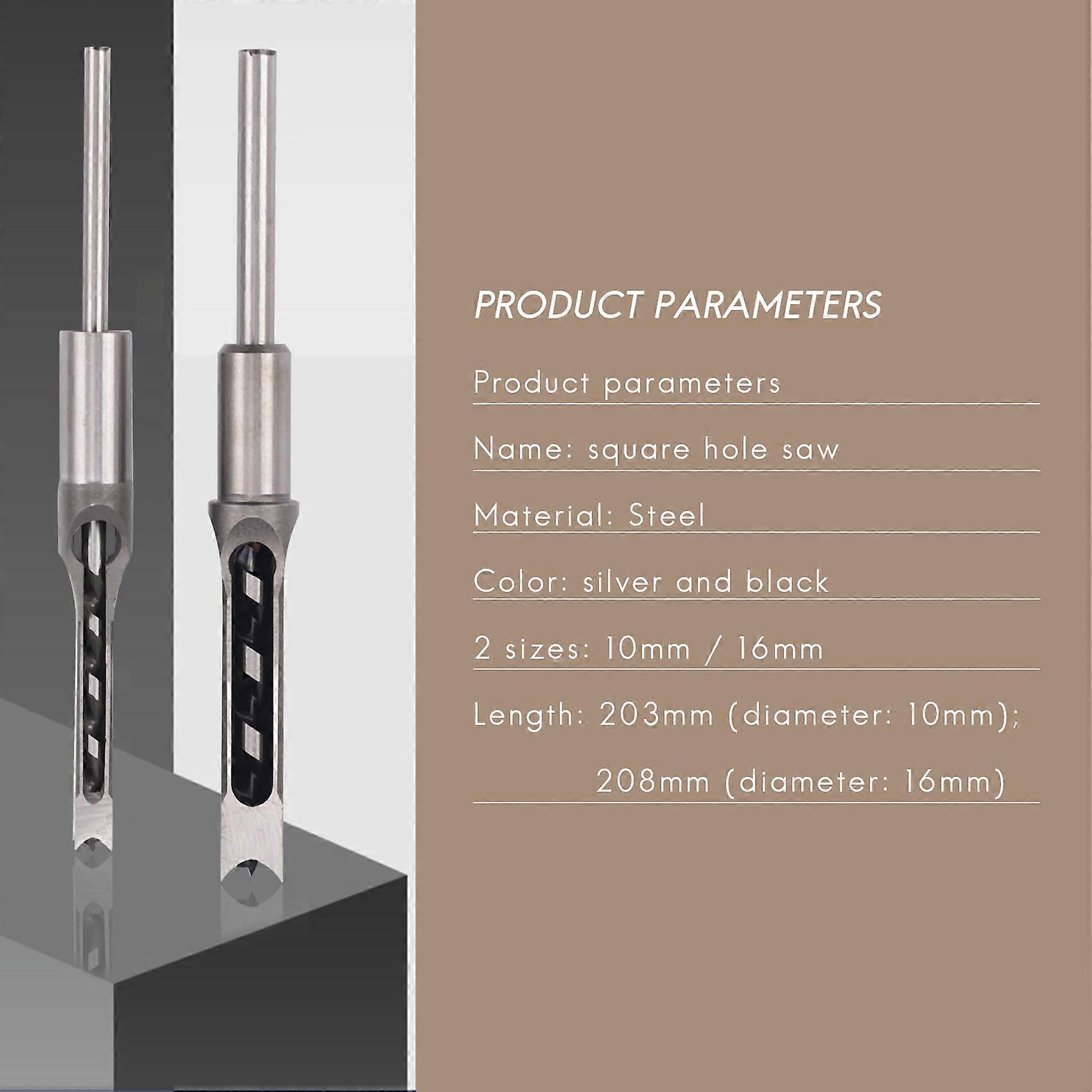 10Mm/16Mm Square Hole Mortiser Drill Bit Mortising Chisel Woodworking ...