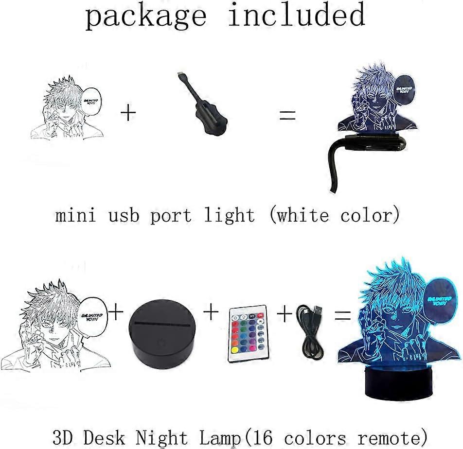 Satoru Gojo 3D Illusion Jujutsu Kaisen LED Anime Lamp 16 Colors Change ...