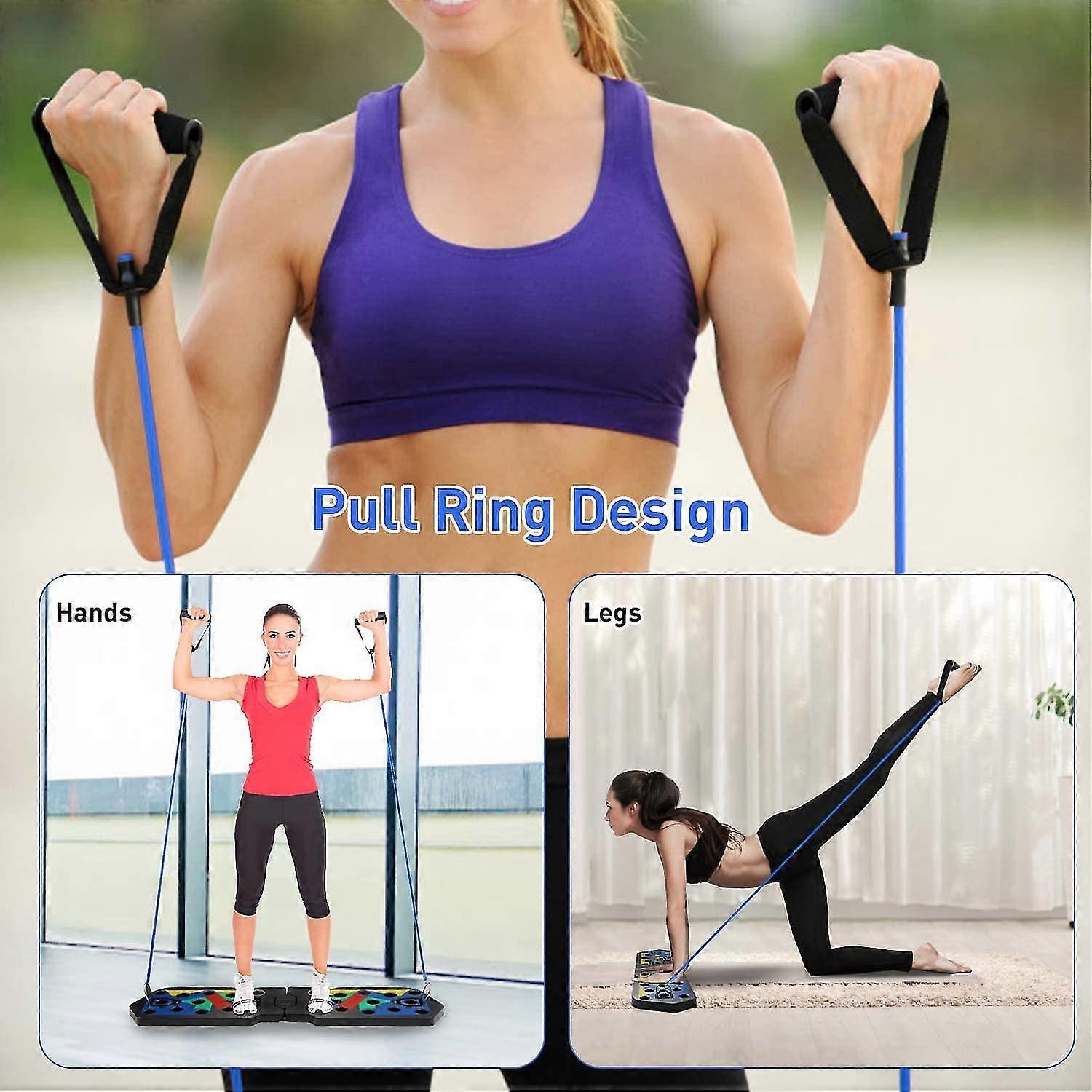 20 in 1 Push Up Board with Resistance Bands, Foldable Press Up Board ...