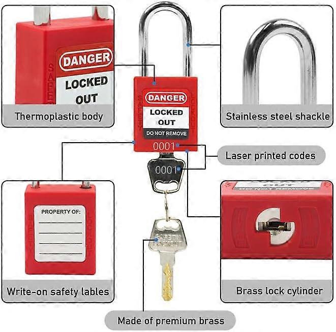Lockout Tagout Lock Set 10 Pack Padlocks OSHA Compliant Safety Loto Locks for Lock Out Tag Out ...