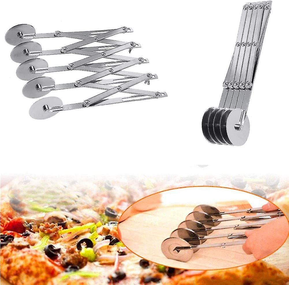 5 Wheel Pastry Slicer, Stainless Steel Telescopic Pizza Slicer, Multi ...