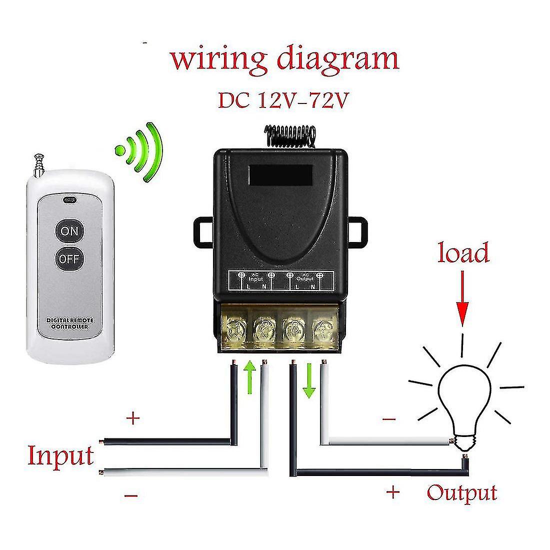 Wireless Remote Switch,dc12v/24v/48v/72v Rf Remote Switch With 984ft ...