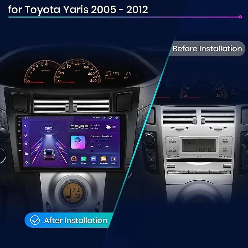 Car Audio Carplay Android Auto Wireless 4g Wifi For Toyota Yaris 2007 ...