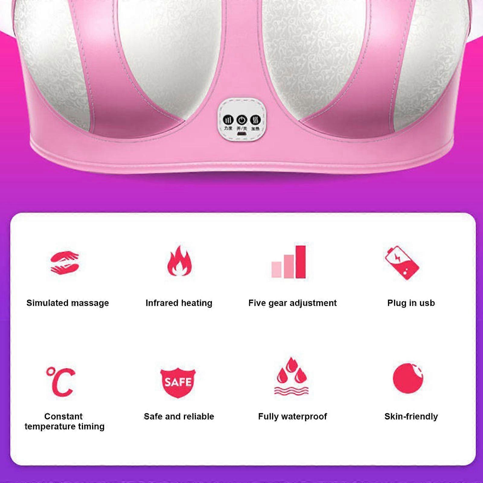 Electric Breast Massager, Bust Enhancer with Hot Compress, Wireless USB ...