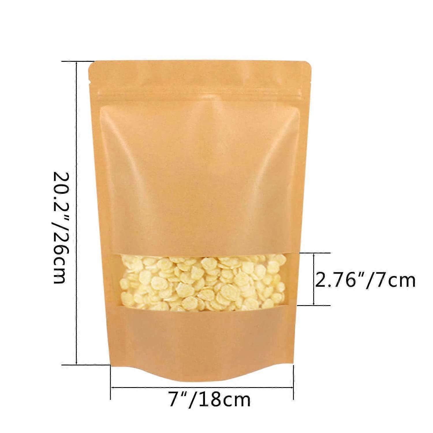 100pcs 10x15cm Self-sealing Kraft Paper Bag With Window Resealable ...