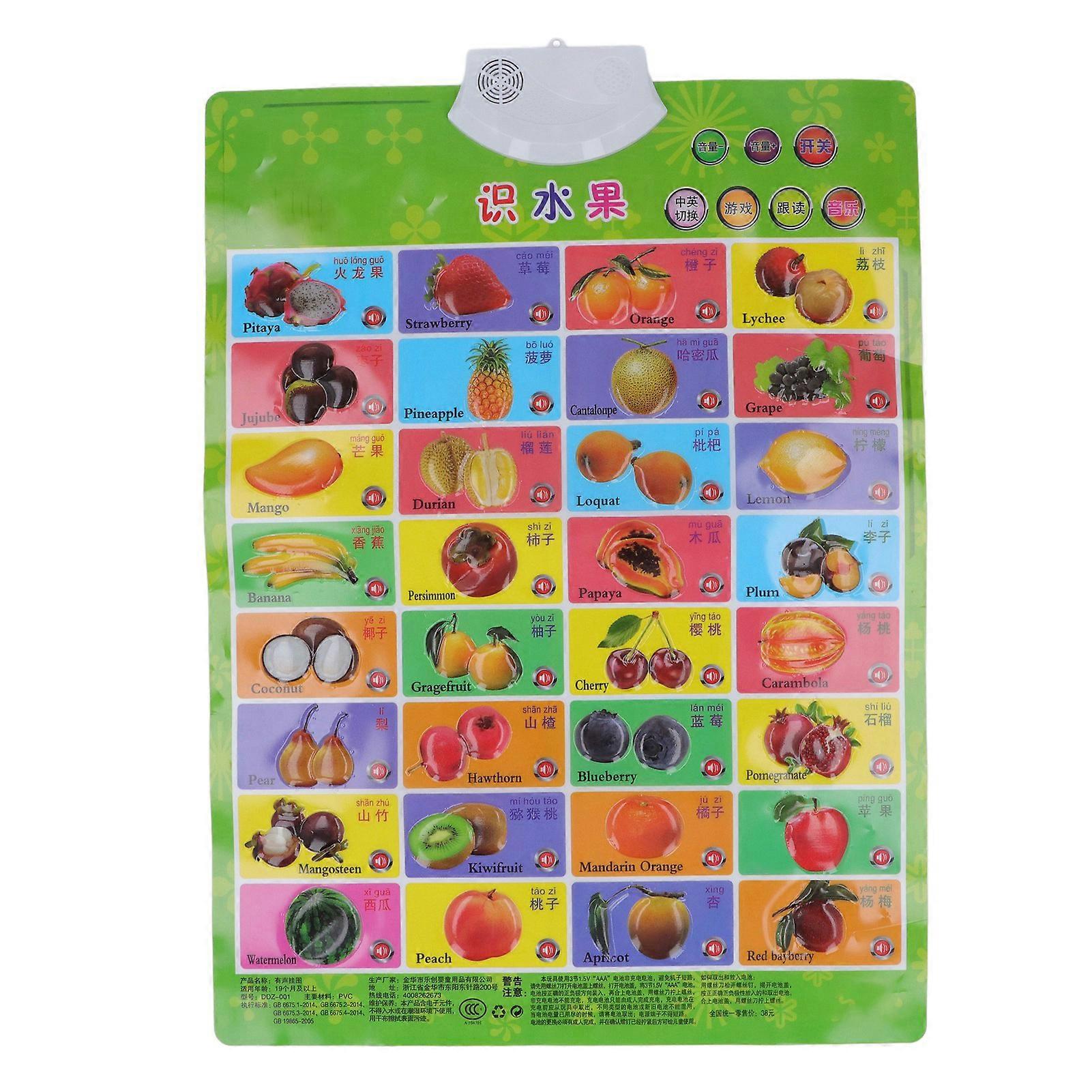 Electronic Interactive Alphabet Wall Chart Talking Fruits and Vegetable Poster Educational Toys ...