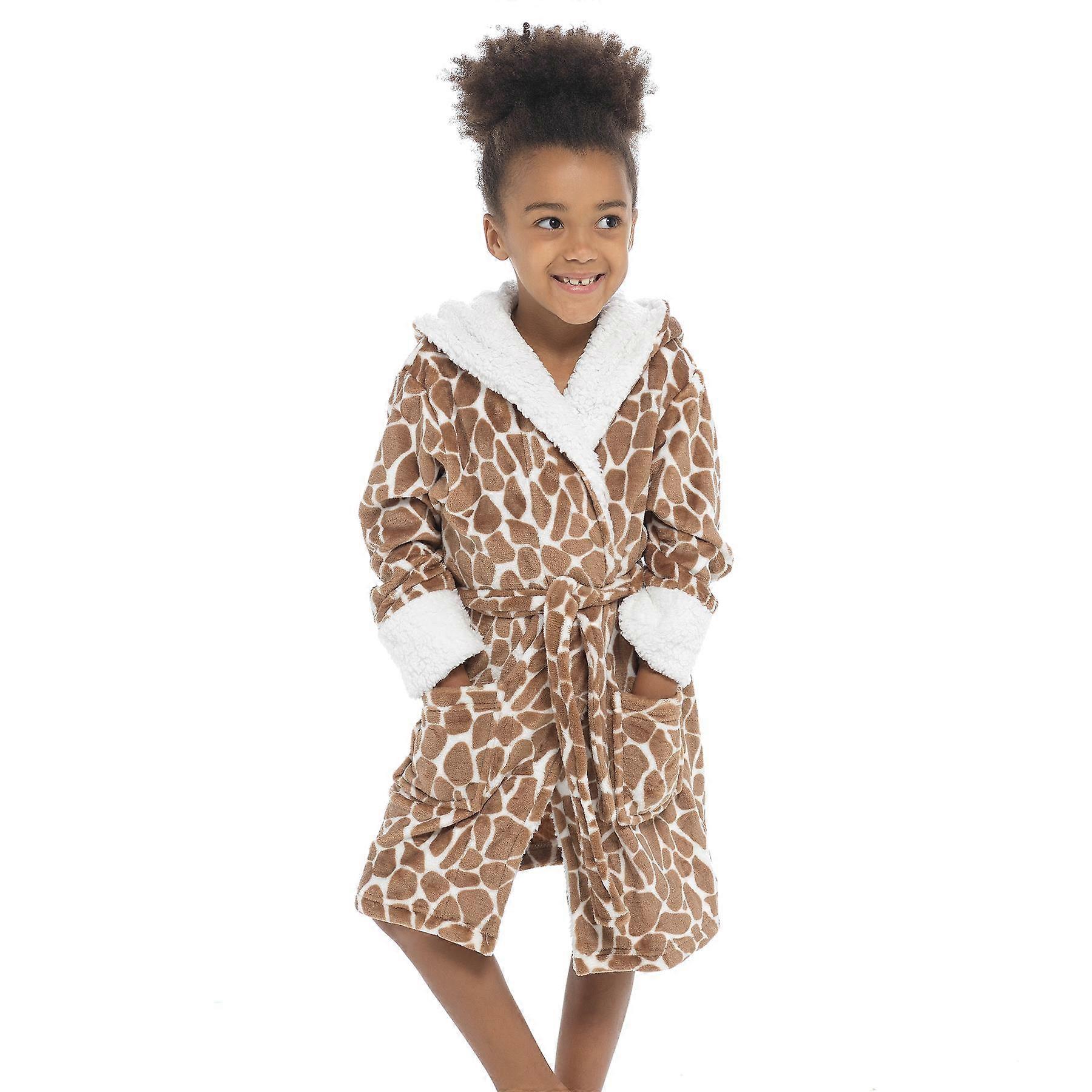 A2Z 4 Kids Girls Bathrobe Hooded Giraffe 3D Animal Robe Cozy All In One ...