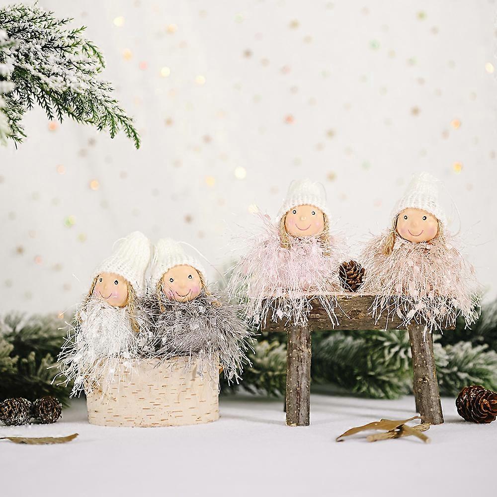 Set of 4 Christmas Angel Plush Dolls, Mini Hanging Angel Doll Ornament ...