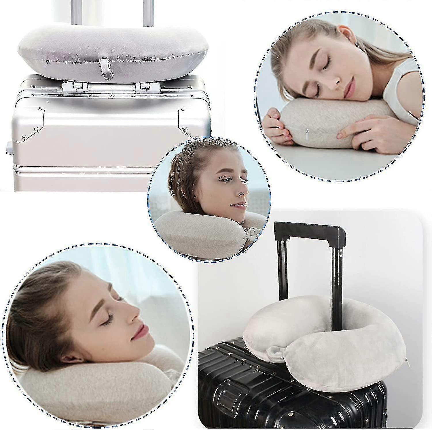 Neck Pillow For Traveling, Upgraded Travel Neck Pillow For Airplane 100 ...