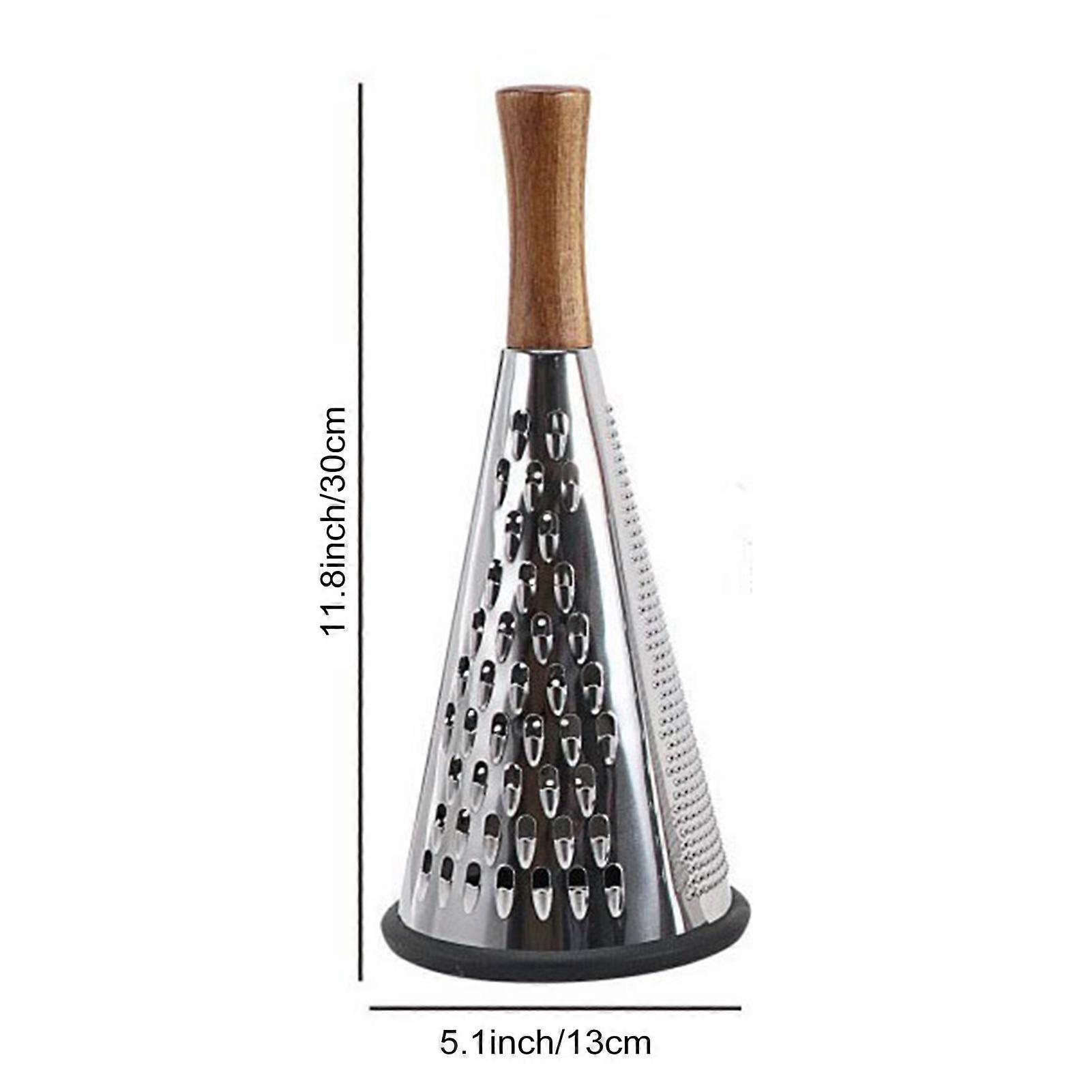 Stainless Steel Cone Cheese Grater with Wood Handle 3 Sided Vegetable ...