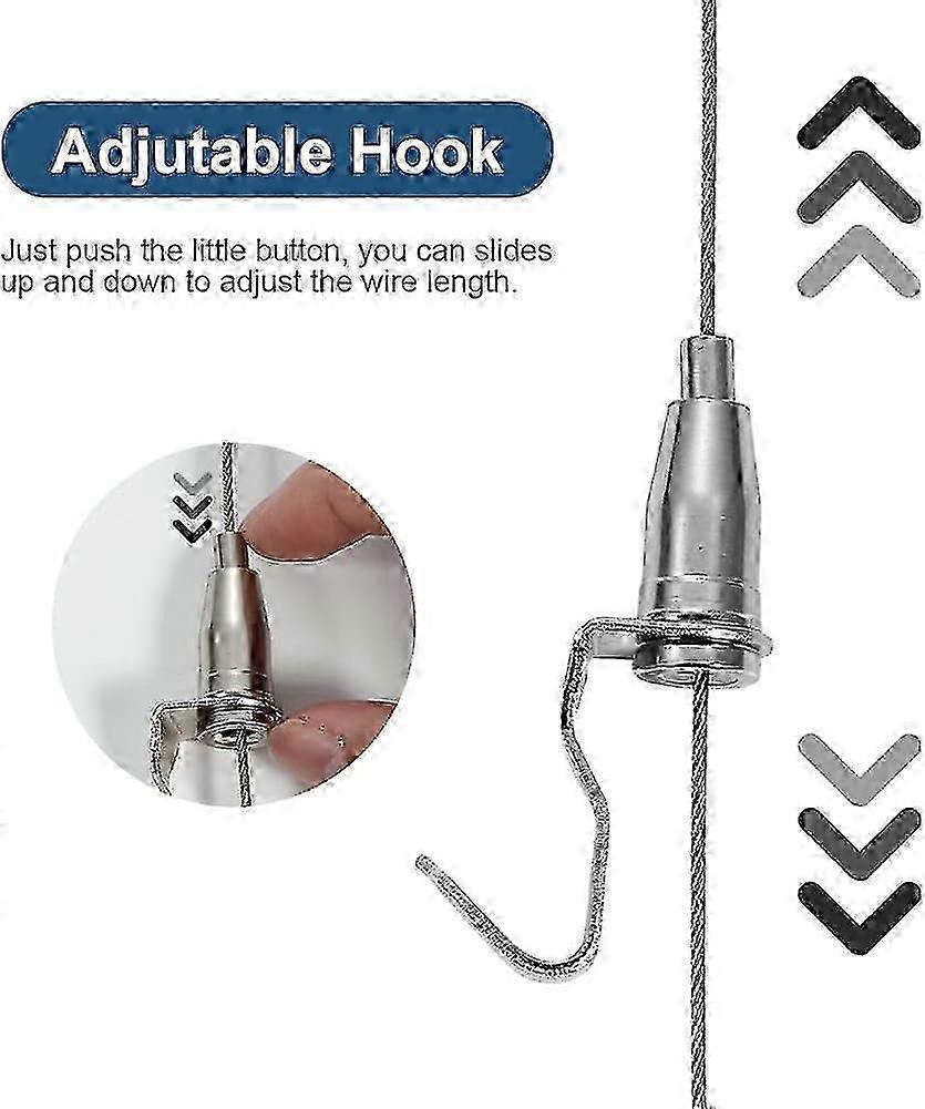 Picture Rail Hooks and Wire, 4.9 Feet Adjustable Picture Hanging ...