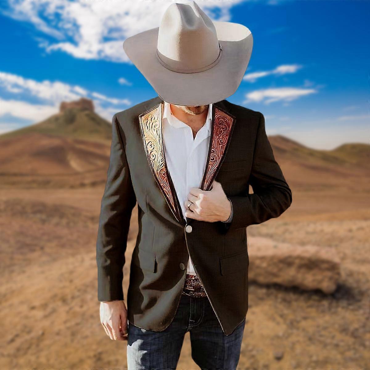 Men's slim casual suit Cowboy suit formal suit slim casual suit | Fruugo UK