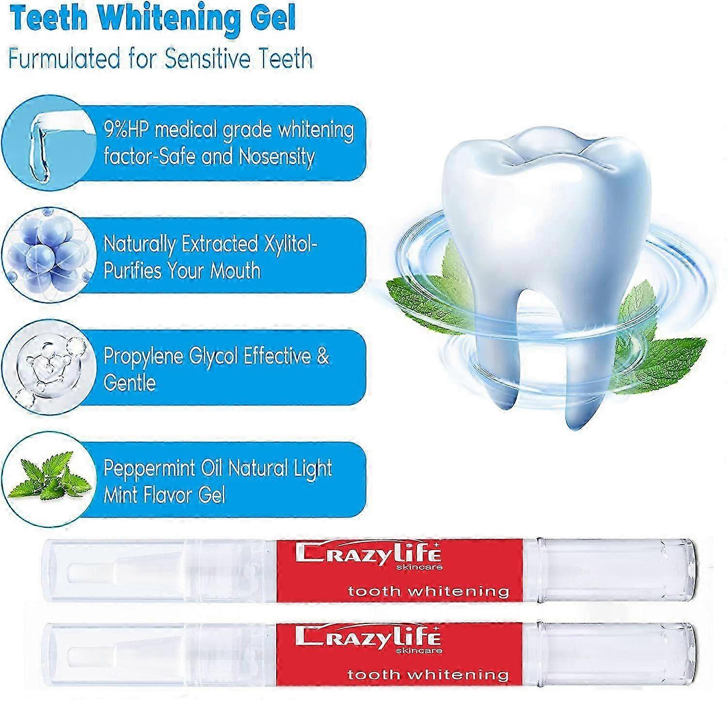 Teeth Whitening Kit for Sensitive Teeth,with 2 Teeth Whitening Pen,LED ...