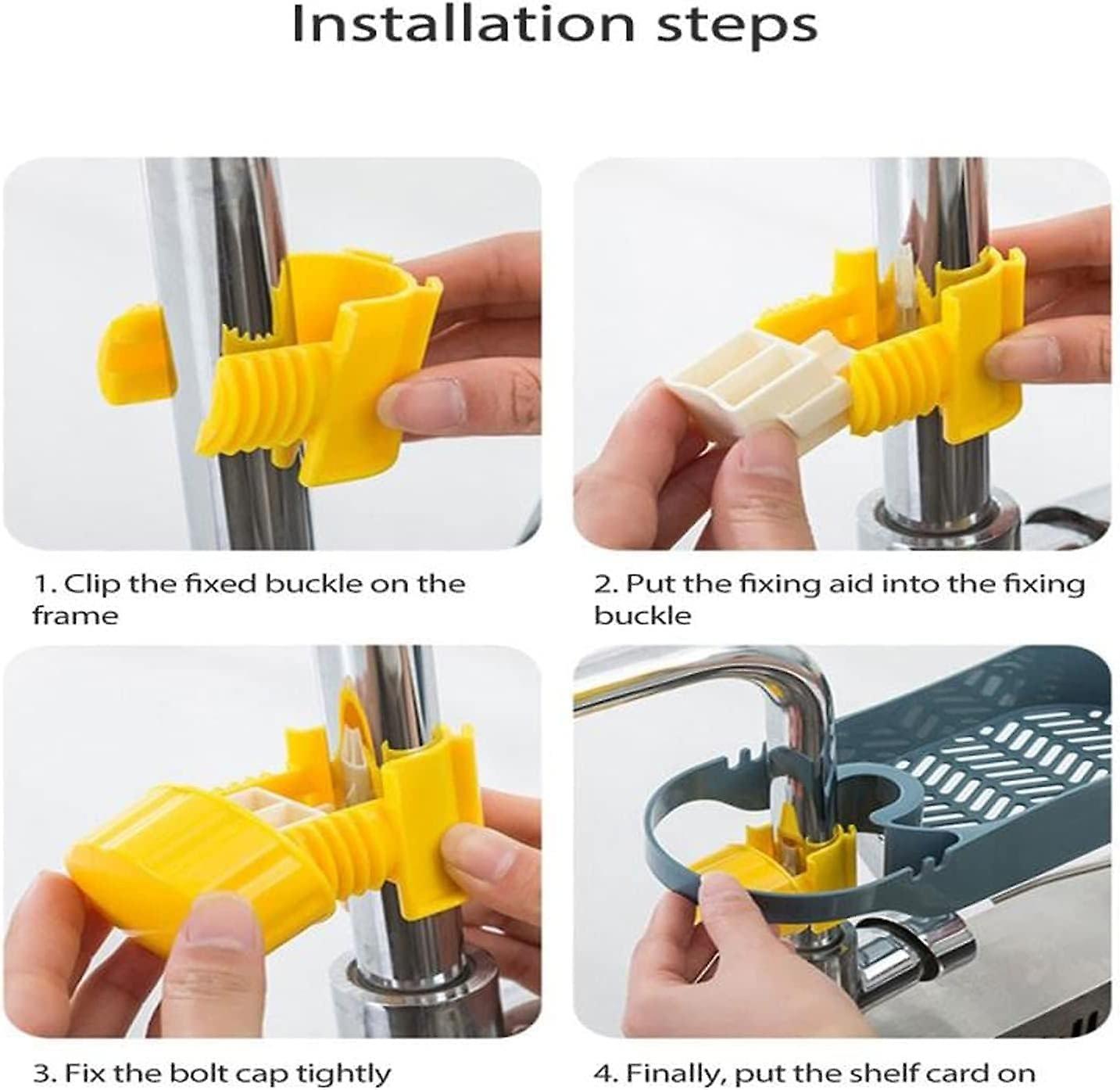 Plate Sponge Rack Adjustable Snap Sink Soap Sponge Holder, Towel Rack ...