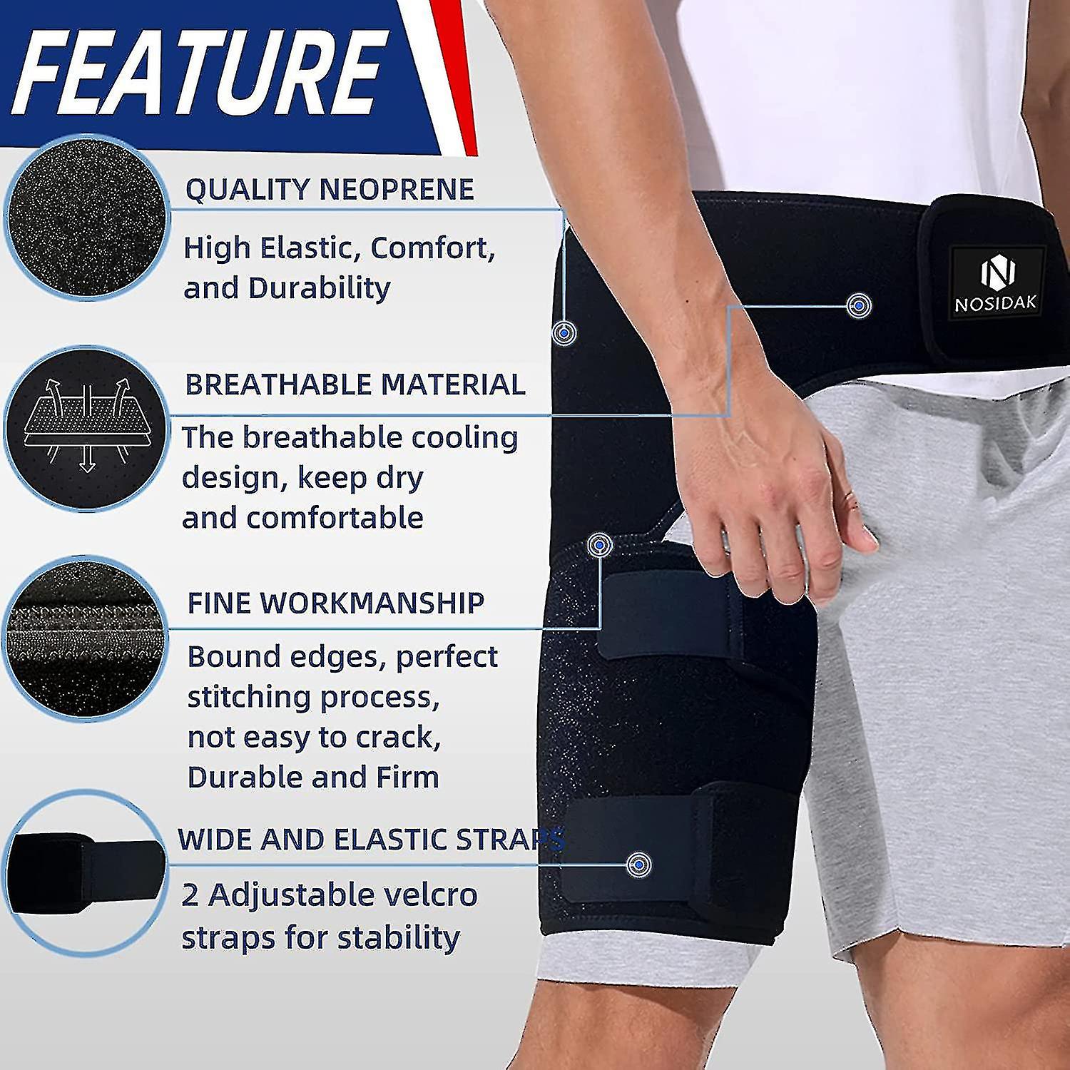 Hip Brace For Sciatica Pain Relief Hamstring Compression Sleeve Groin ...