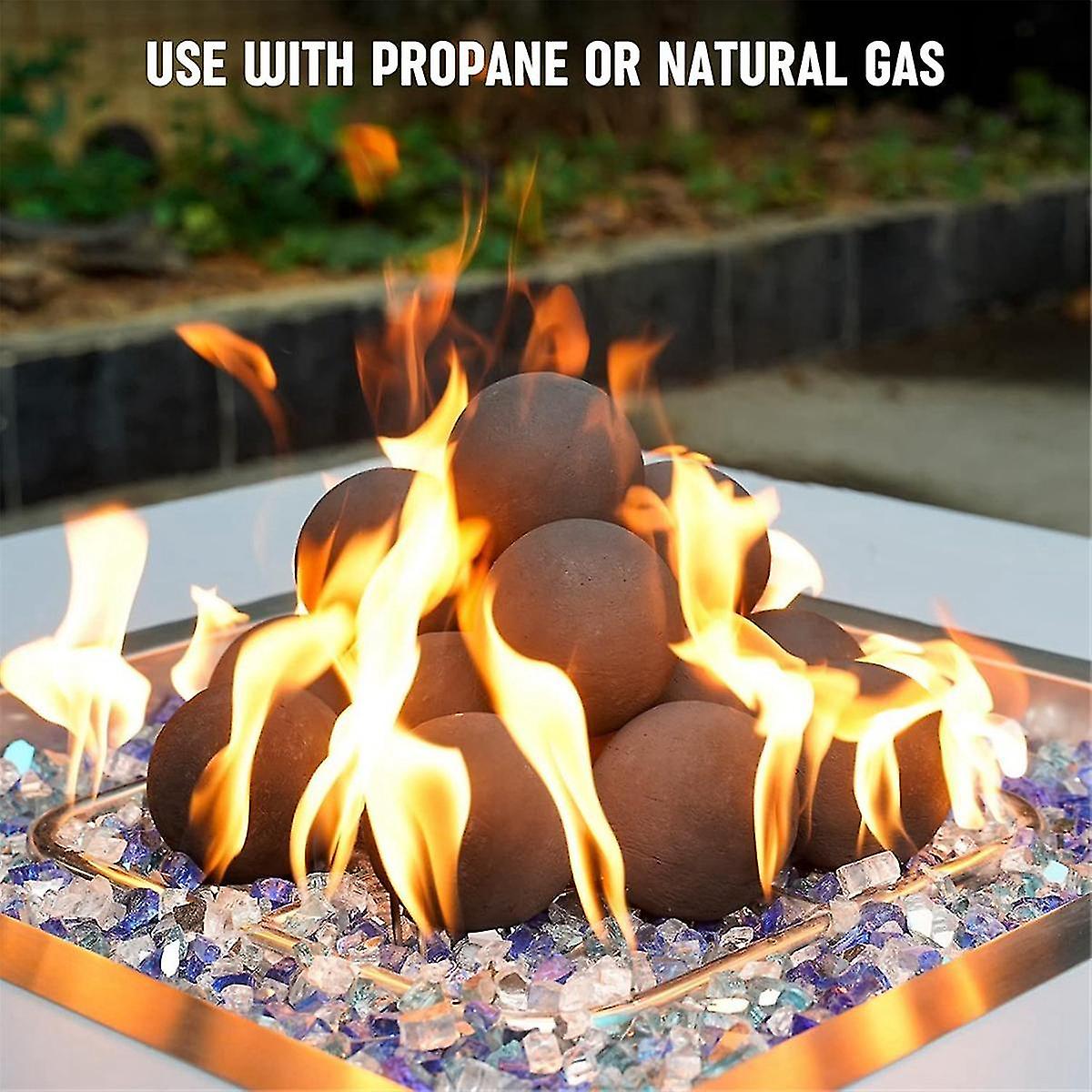Ceramic Fire Balls, Set Of 10 Round Fire Set For Indoor And Outdoor ...