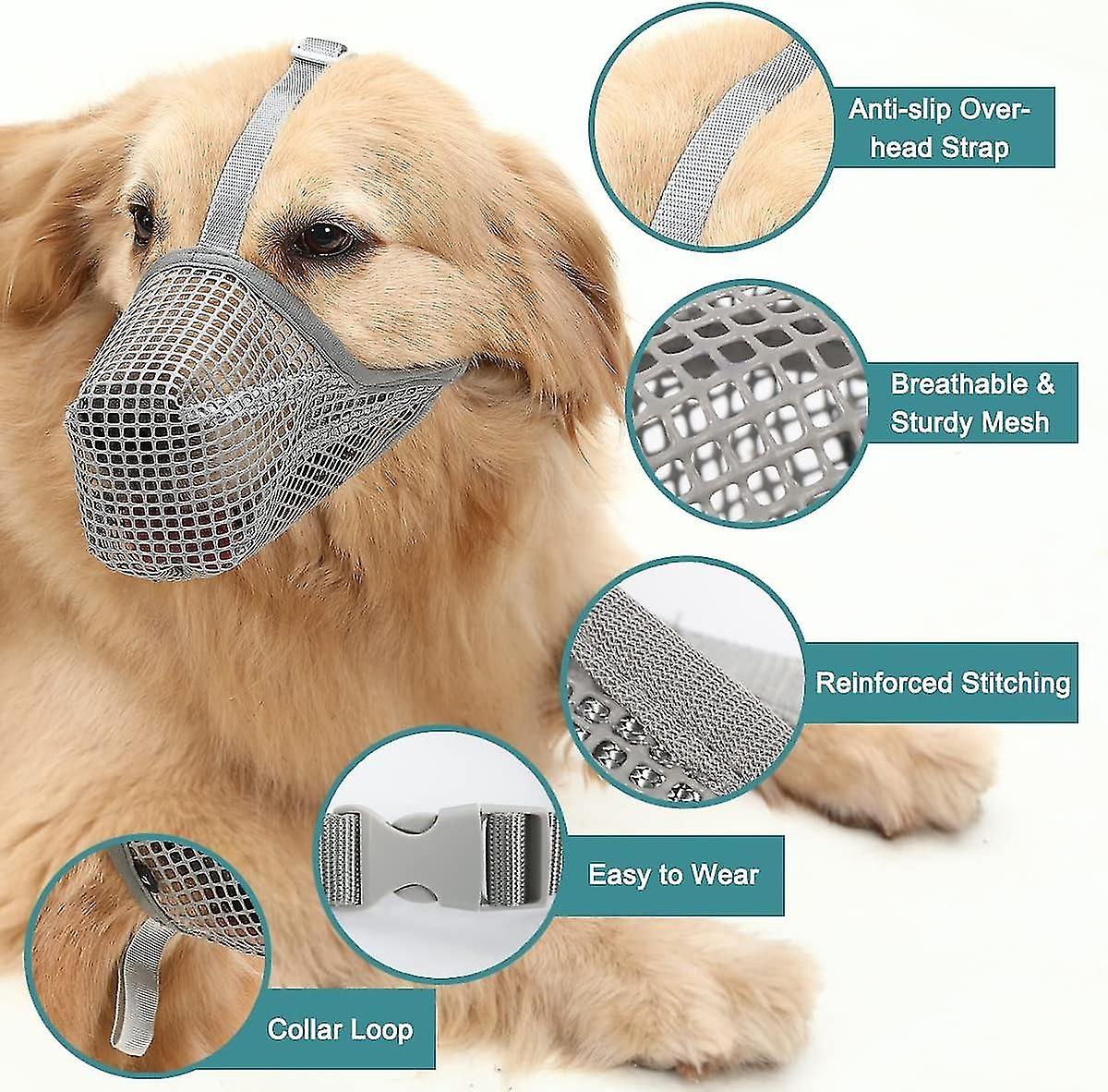 Dog Muzzle With Adjustable Straps, Soft Mesh Covered Muzzles For Small ...