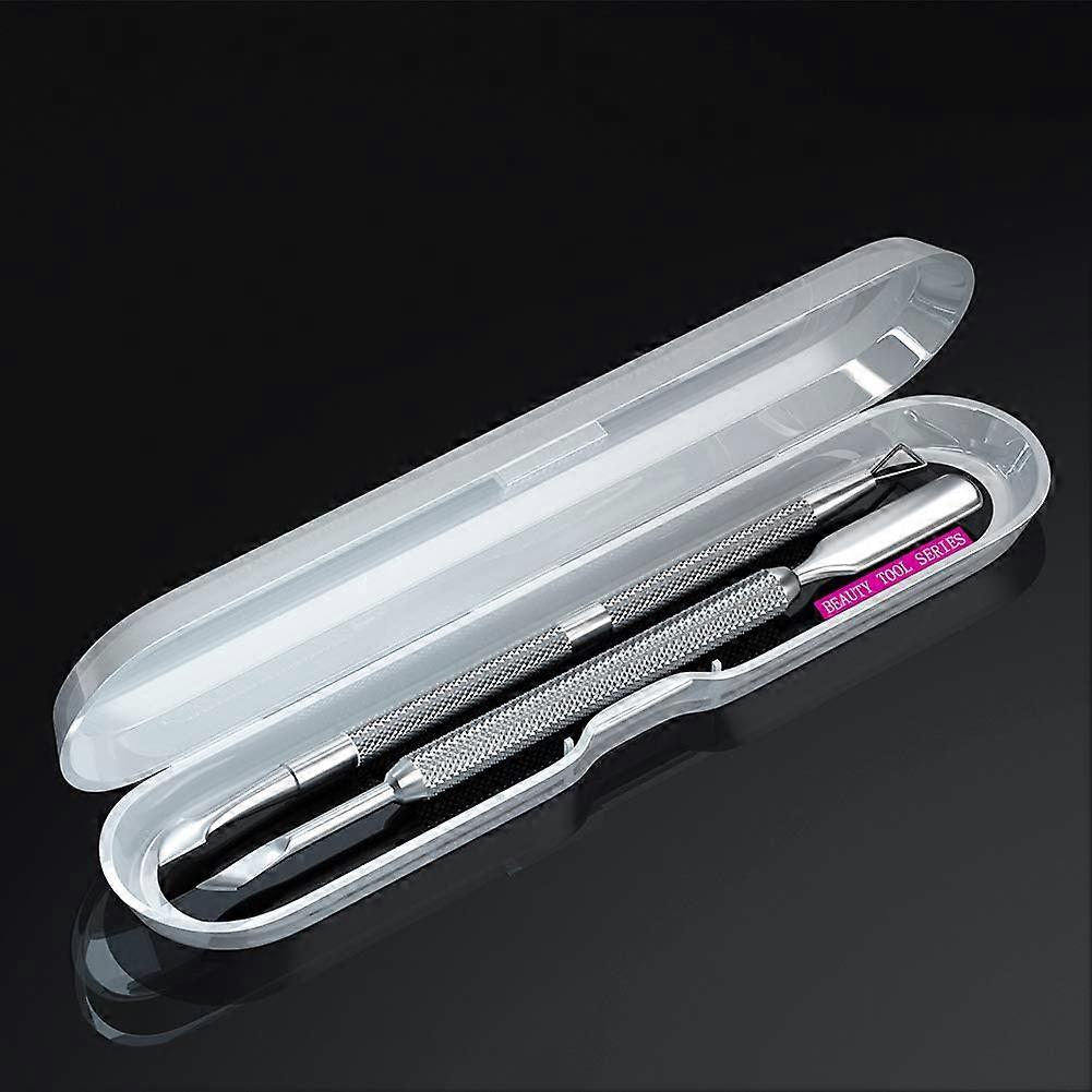 2PCS Metal Silver Cuticle Pusher and Cutter Remover Salon Quality ...