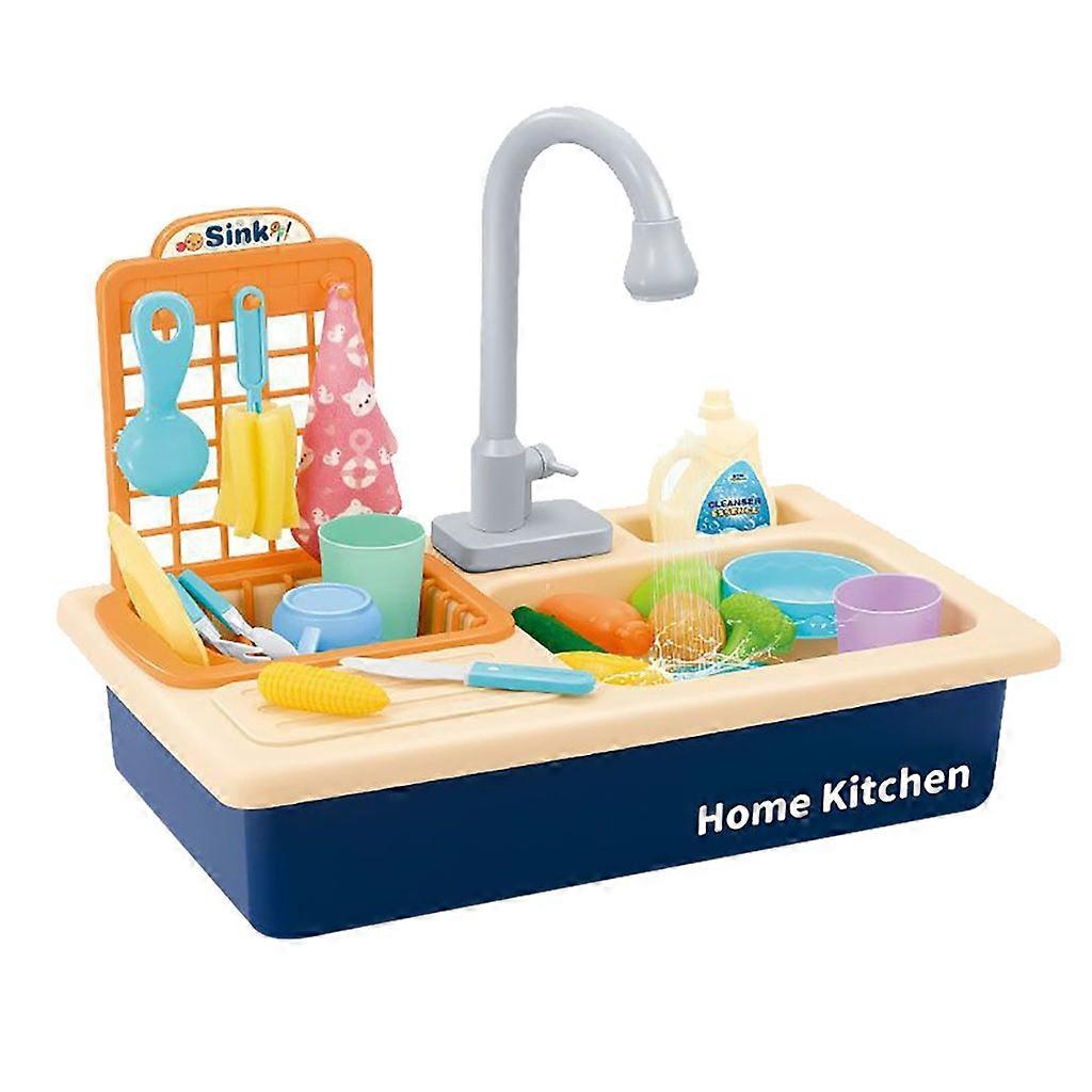 Play Kitchen Toy Sink Electronic Dishwasher Water Pretend Play Kitchen ...