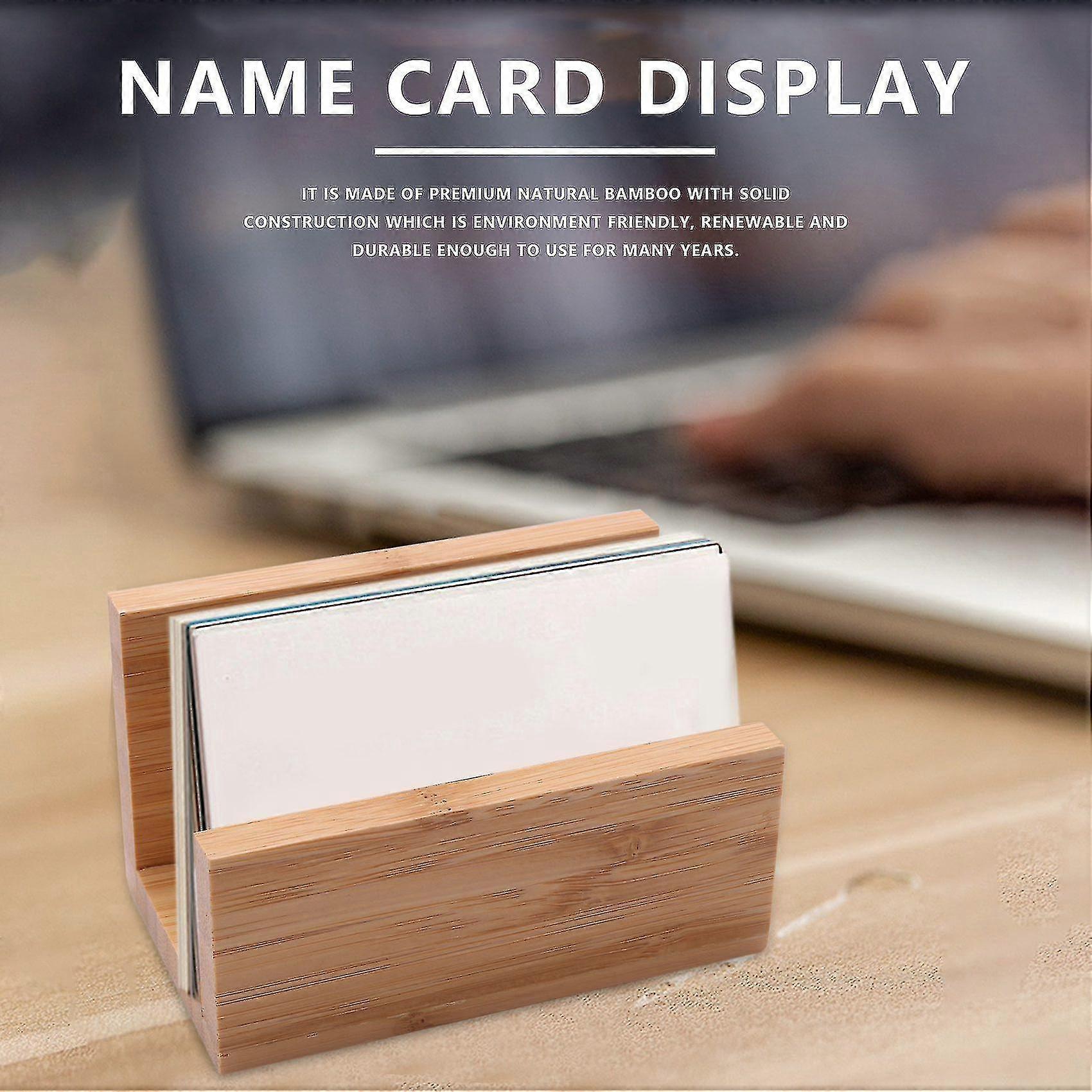 Bamboo Wood Desktop Business Card Holder For Desk Sturdy Business Card ...