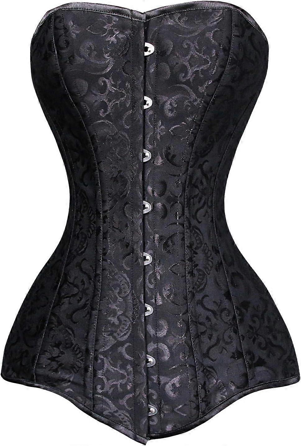 Women's 26 Steel Boned Cotton Long Torso Hourglass Body Shaper Corset ...