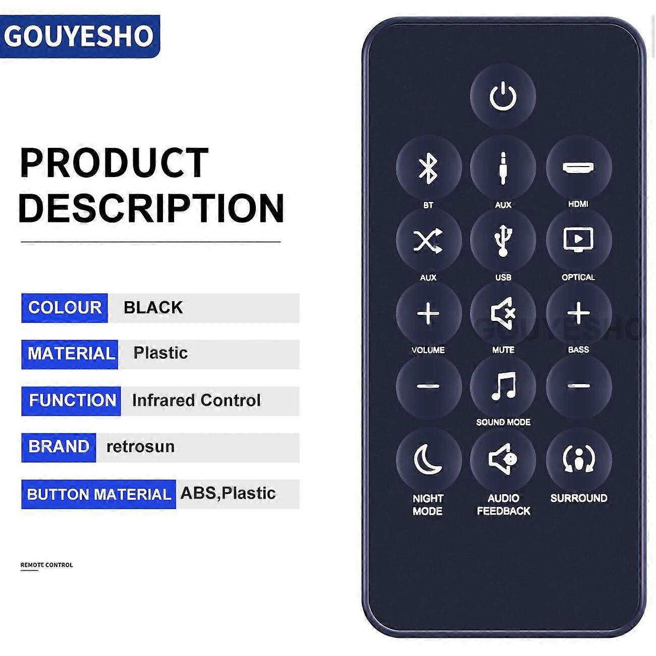 New BT-0520 BT0520 Replacement Remote Control Fit for JBL Bar Studio 2. ...