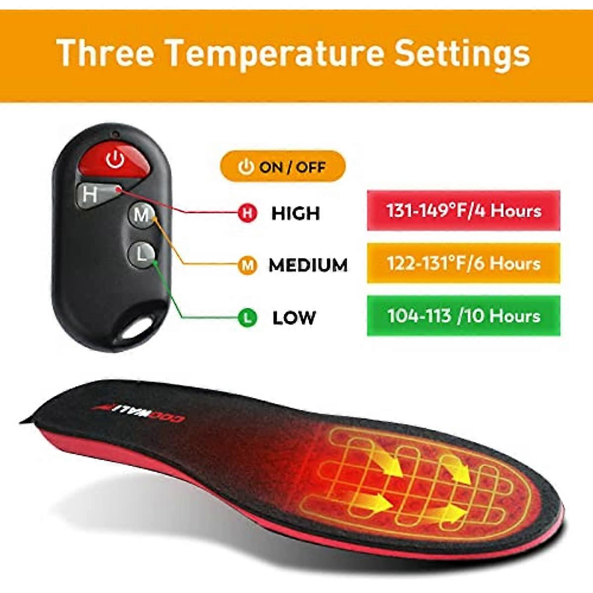3000mAh Heated Insoles Rechargeable Foot Warmer with Remote Control Up ...