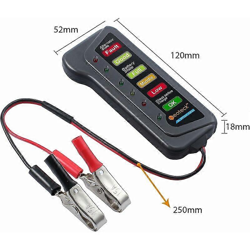 12V Battery Tester 6 LED Lights Car Battery Tester 12v Alternator ...