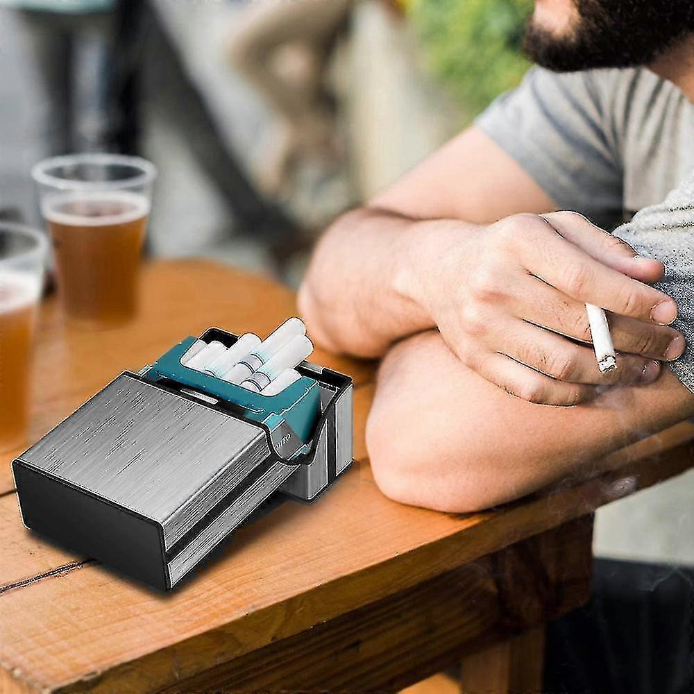 Brushed Aluminum Cigarette Case, Hard Box And Holder With Solid ...